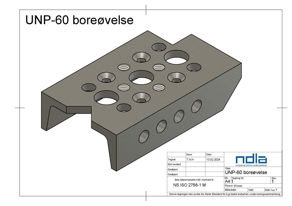 Bore- og gjengeøvelse (UNP 60) - Teknologi (TP-PIN vg2) - NDLA
