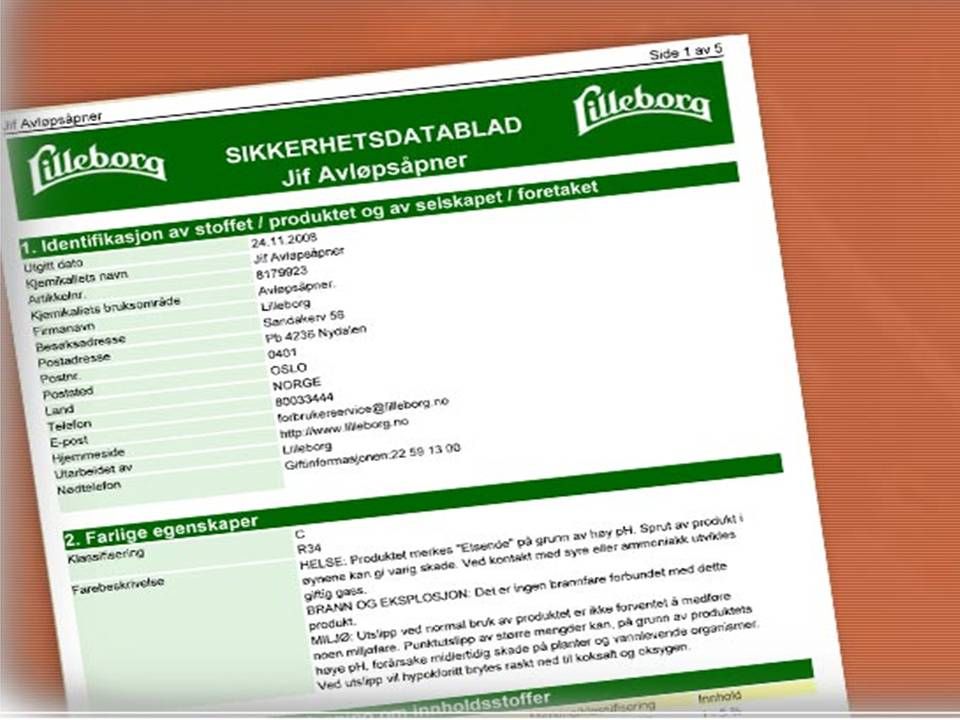 HMS-datablad - Arbeidsmiljø og dokumentasjon (BA-BAT vg1) - NDLA